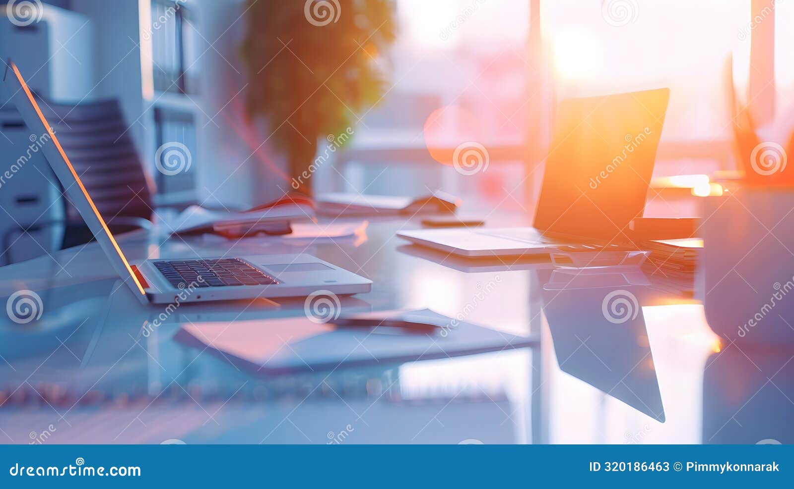 Employee's Desk Littered With Stacks Of Documents. Stock Image ...