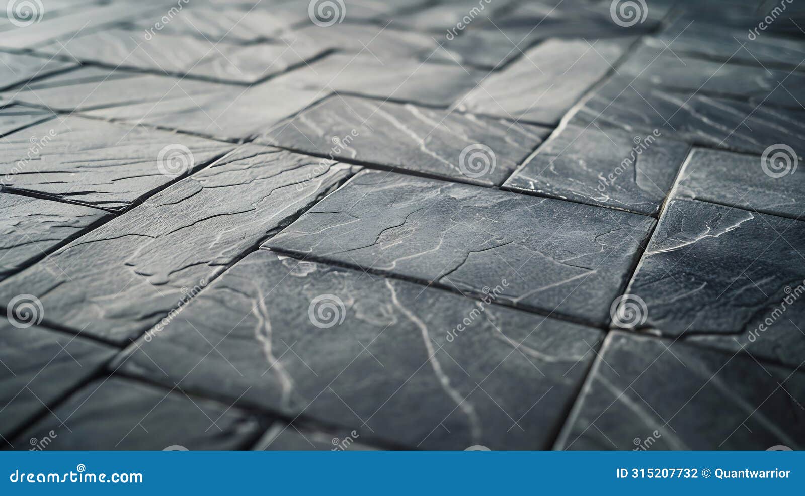 Generative AI Closeup on Gray Stone Floor Tiles in Herringbone Pattern ...