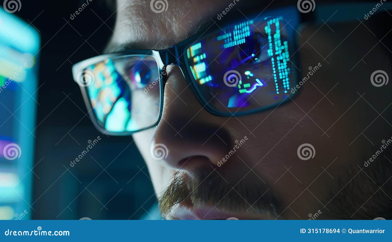 A Coder Looking At The Diagrams And Touching The Computer Screen Vector ...