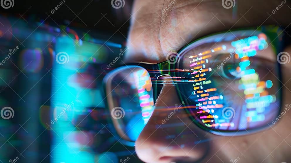 Generative AI Closeup Portrait of Software Engineer Working on Computer ...