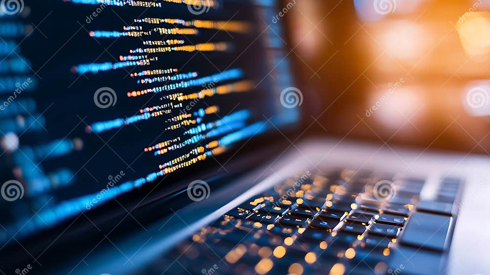 Generative AI Closeup of Programming Code on a Laptop Screen ...