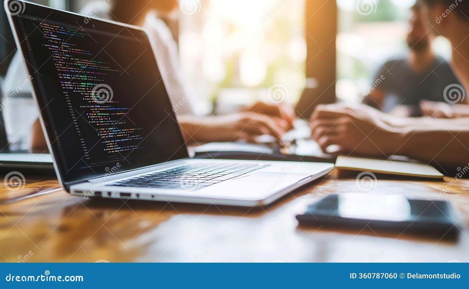 Generative AI Closeup View of a Laptop Screen Displaying Programming Code with Collaborative ...