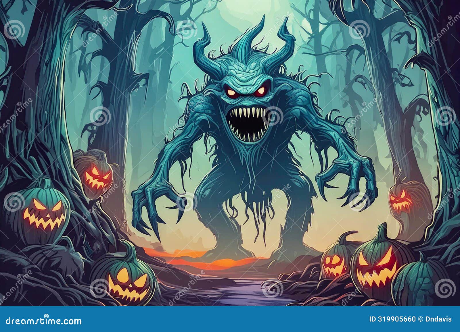 Scary Monsters Shadows On Orange Background Stock Photo | CartoonDealer ...