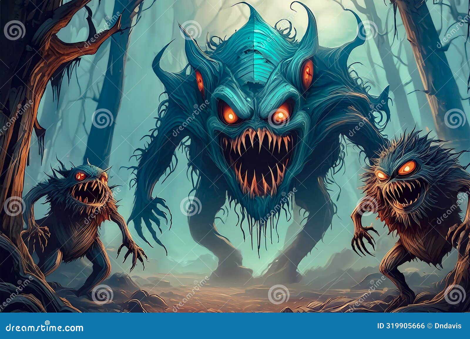 Scary Monsters Shadows On Orange Background Stock Photo | CartoonDealer ...