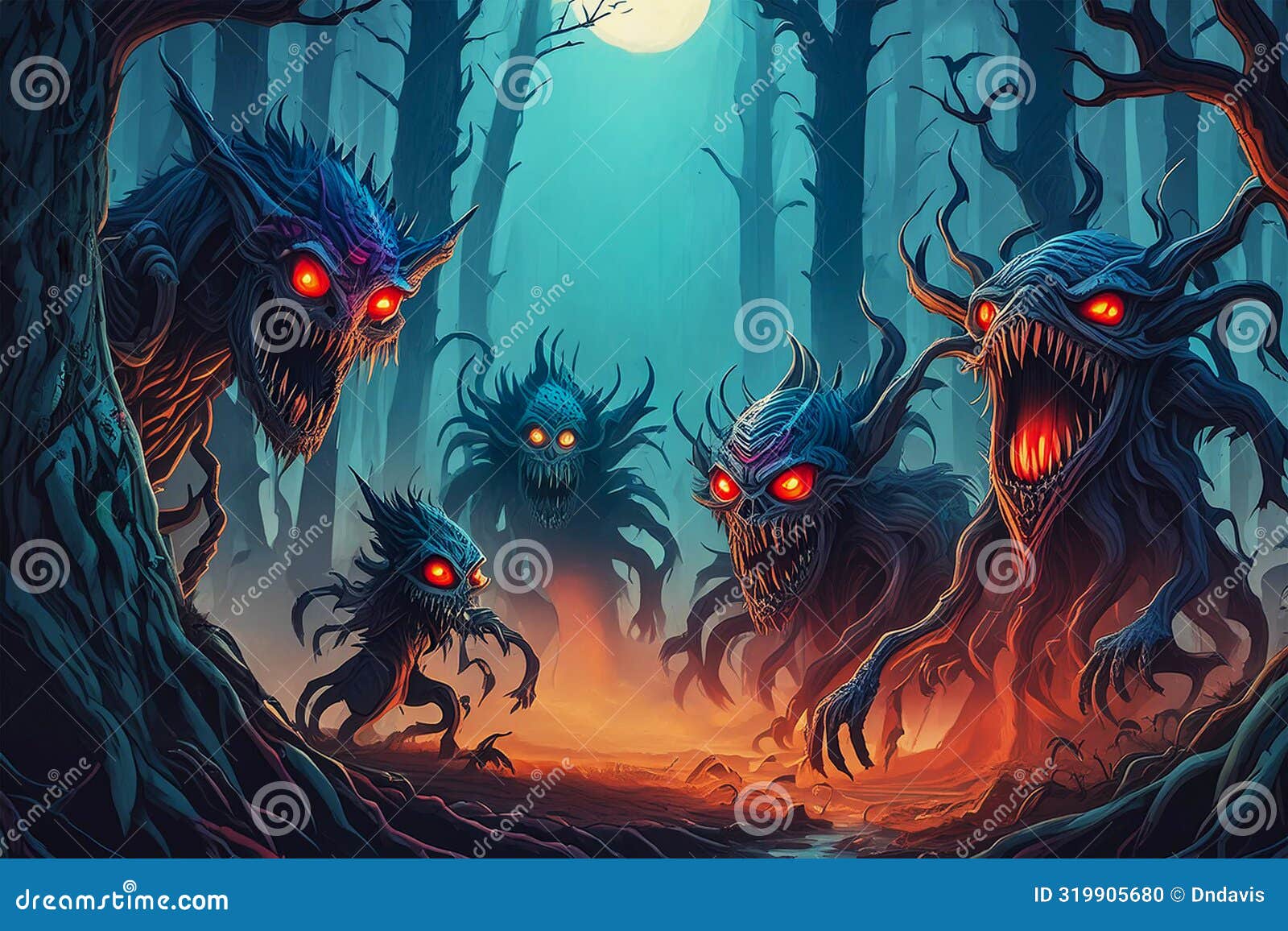 Scary Monsters Shadows On Orange Background Stock Photo | CartoonDealer ...