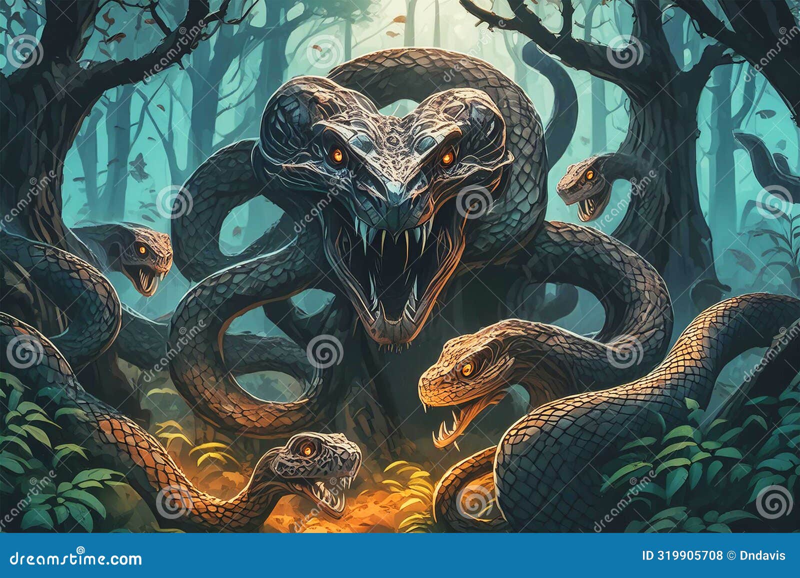 Generative AI Conceptual Illustration of a Scary Snake Stock ...