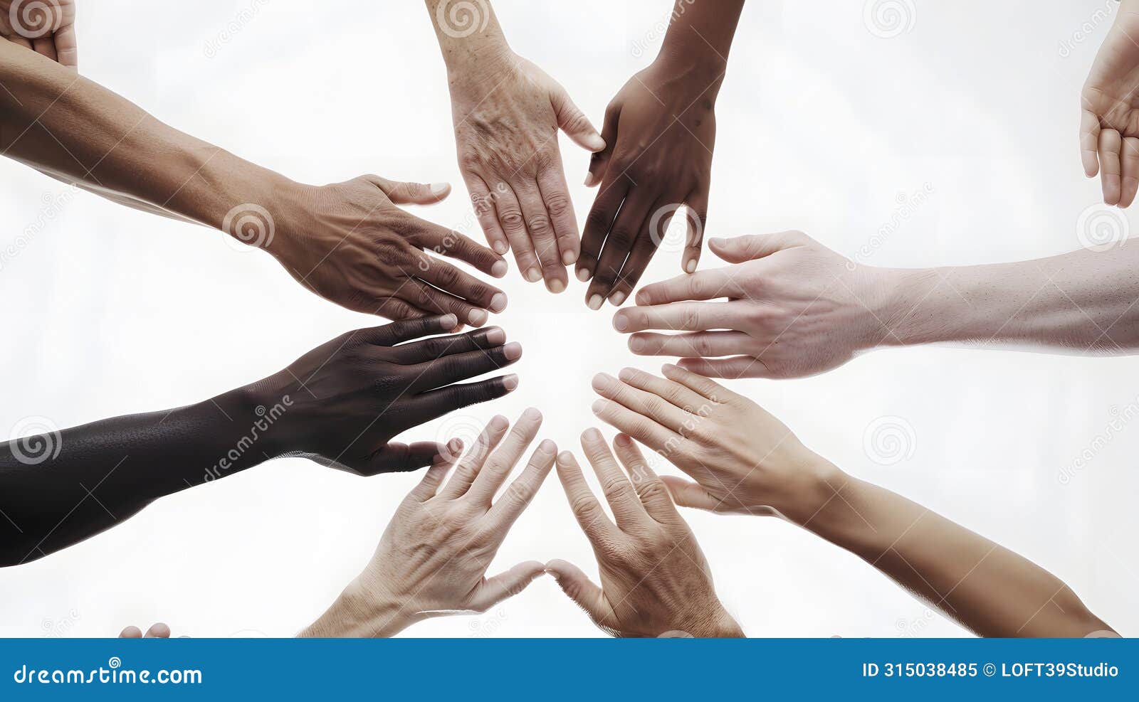 Generative AI Conceptual Symbol of Multiracial Human Hands Making a ...