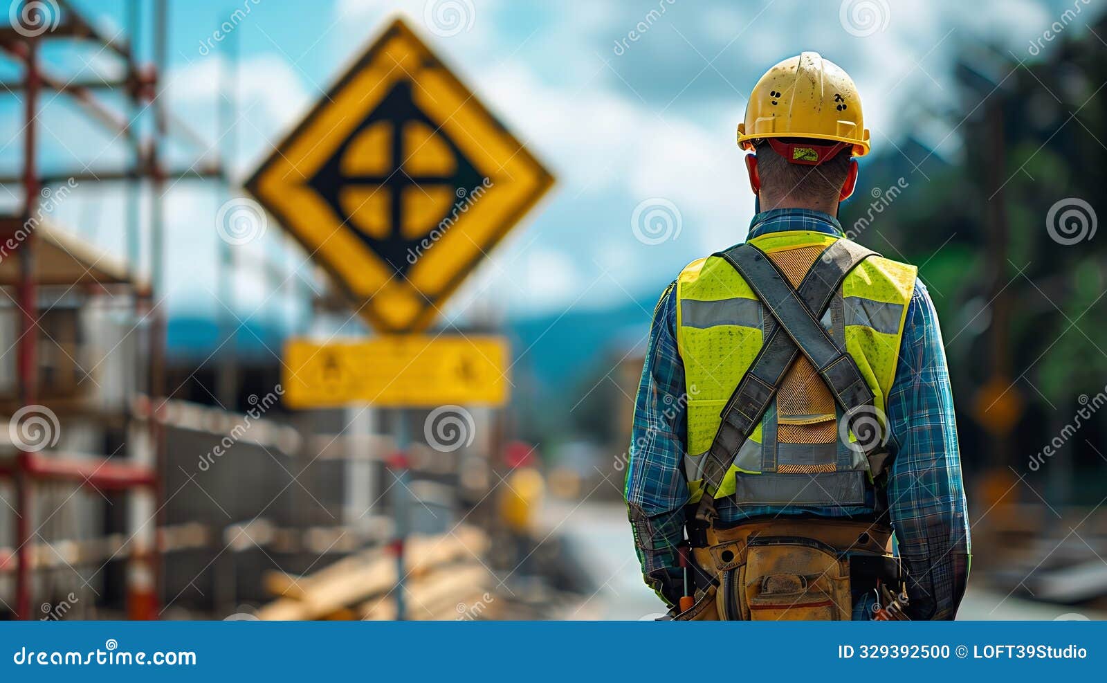 Generative AI Construction Contractor Worker on a Scaffolding ...