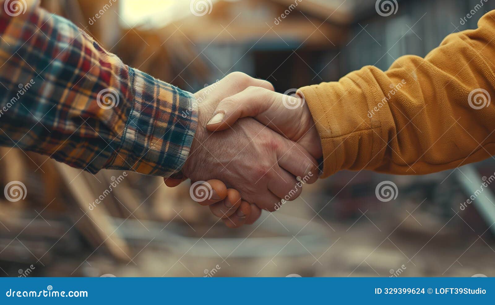 Generative AI Construction Worker and Contractor Client Shaking Hands ...