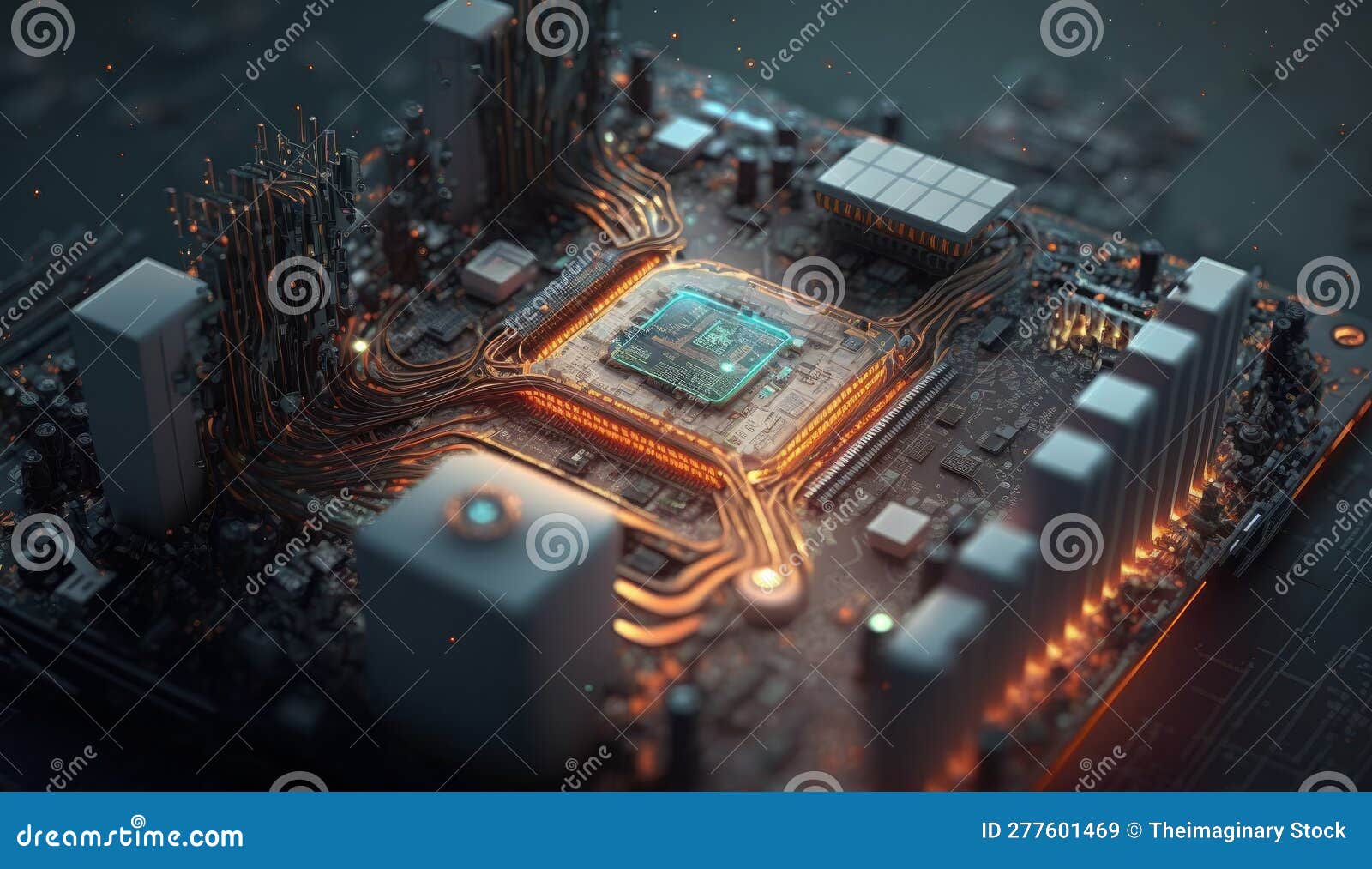 Cybernetic Technology, a Motherboard with Electronic Circuits CPU Unit ...
