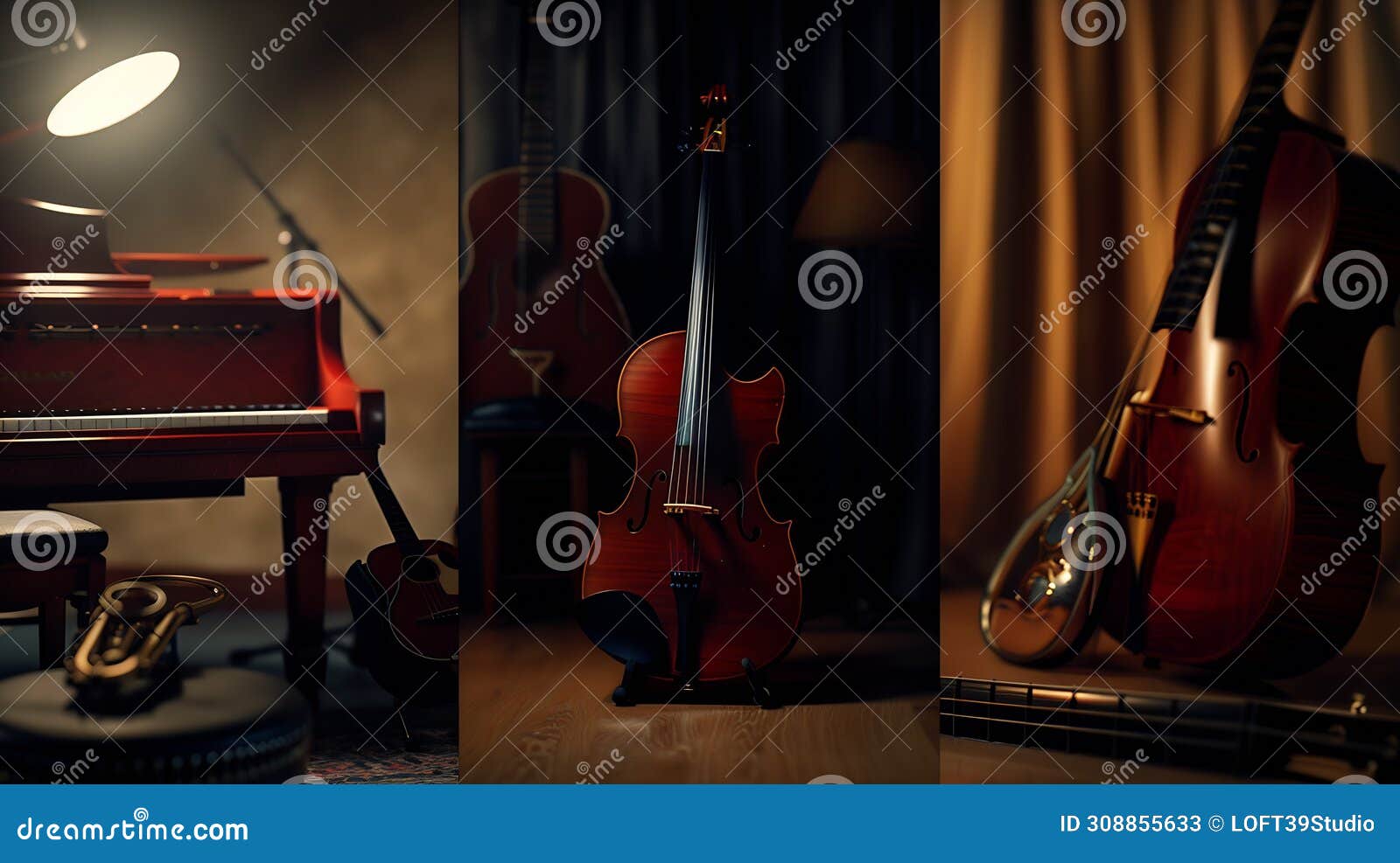 Generative AI Creative Banner Design Set of Different Musical ...