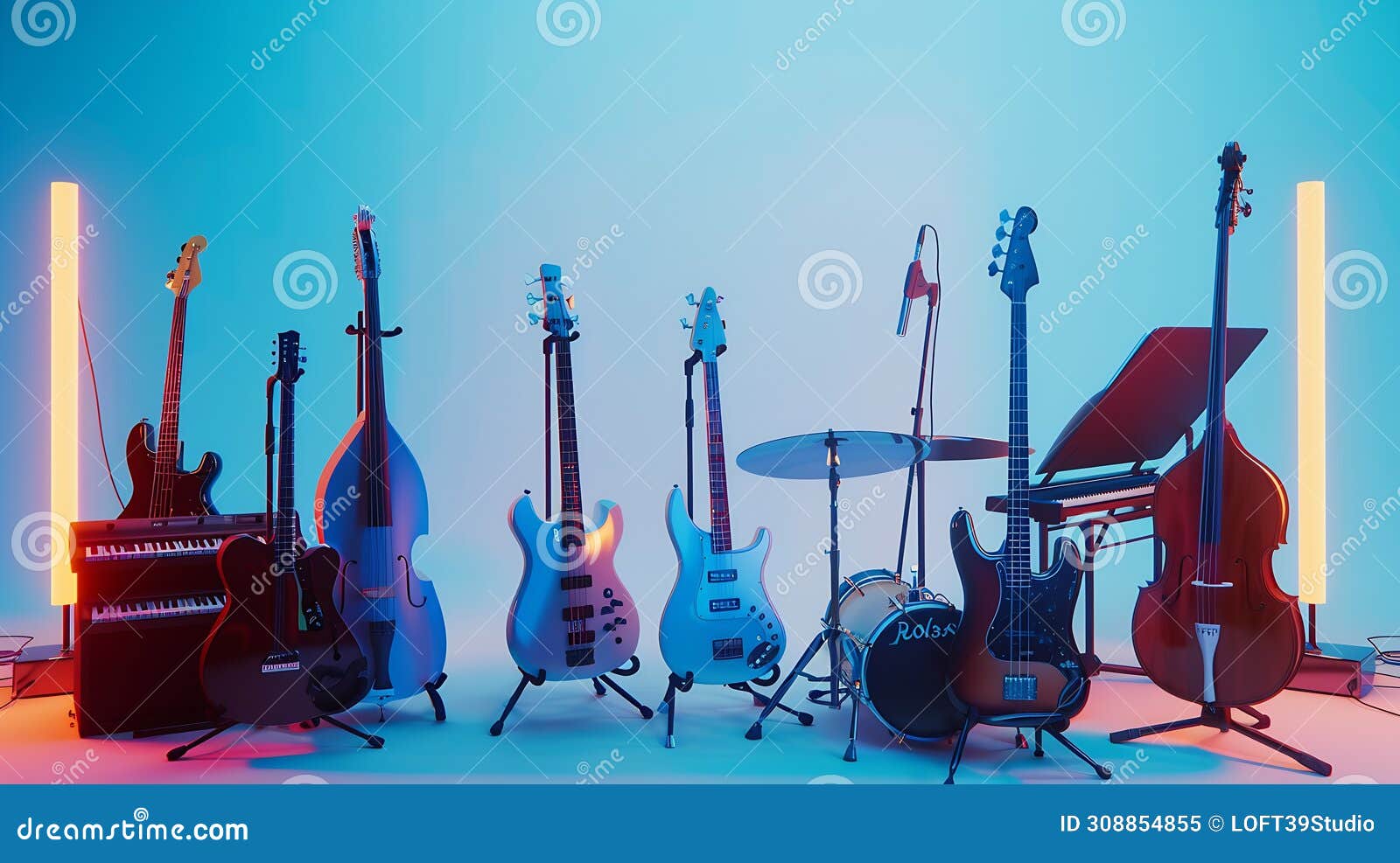 Generative AI Creative Banner Design Set of Different Musical ...