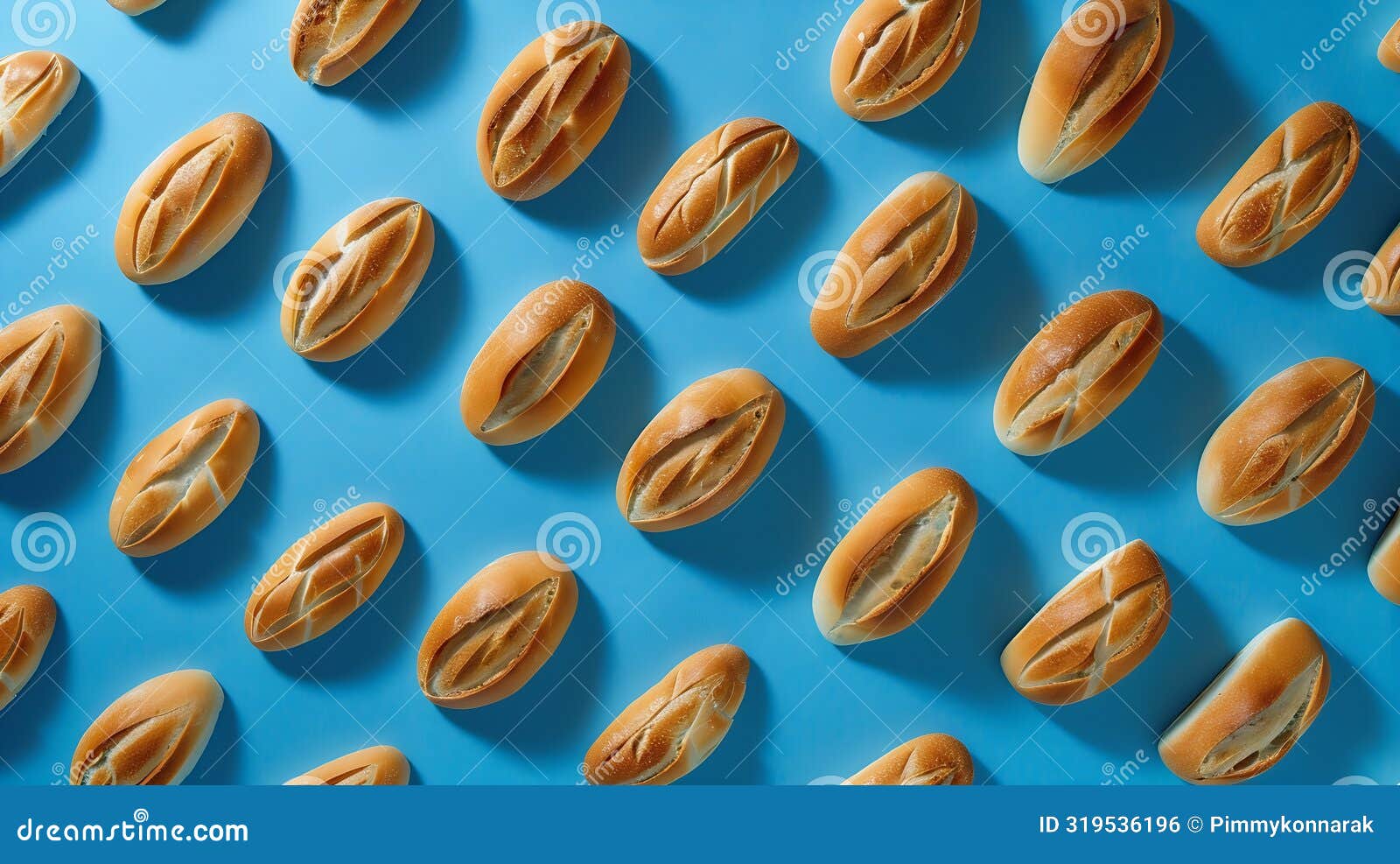 Generative AI Creative Layout Made of Bread on the Blue Background Flat ...
