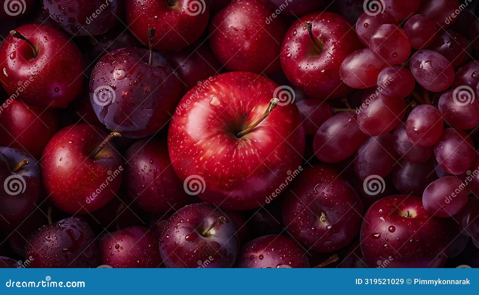 Generative AI Creative Layout Made of Red Apple and Grape Flat Lay Food ...