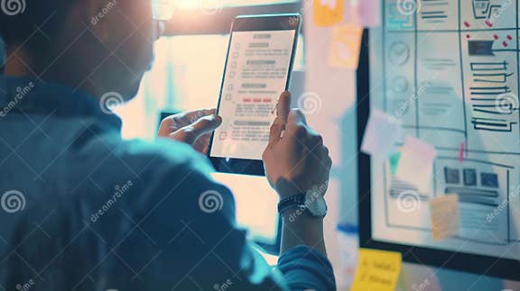 Generative AI Cropped Image of Web Developer Team Collaborating and Planning Template Layout for ...