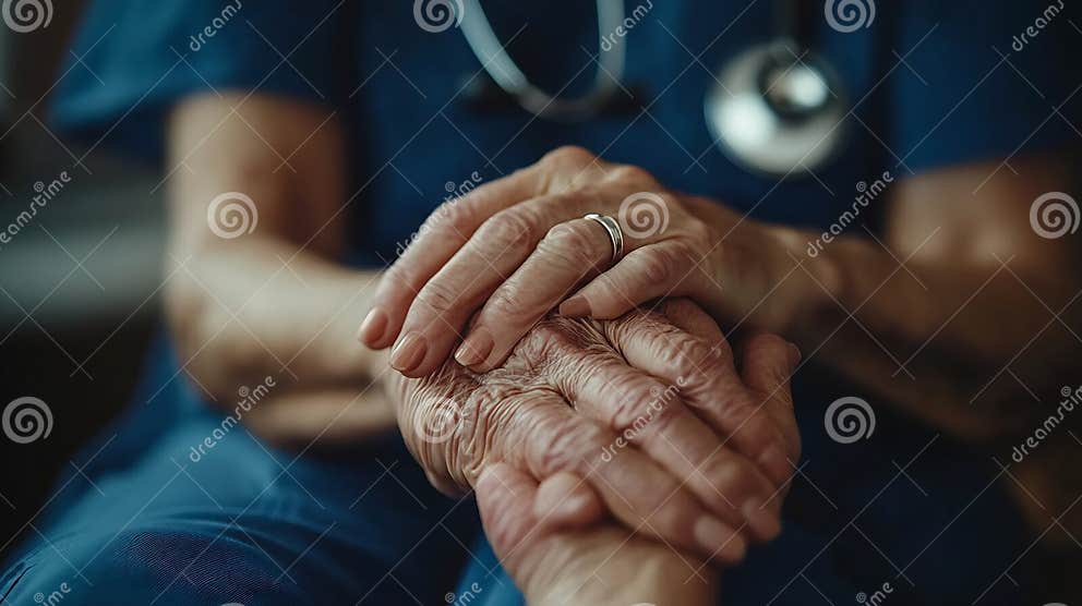 Generative Ai Cropped Shot Of A Female Nurse Hold Her Senior Patients Hand Giving Support Doctor