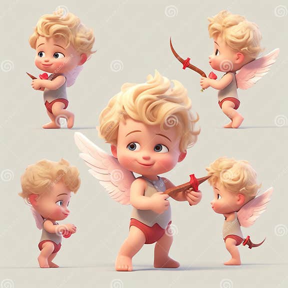 Generative Ai Cute Cupid Character Set Stock Illustration Illustration Of Character Cupid