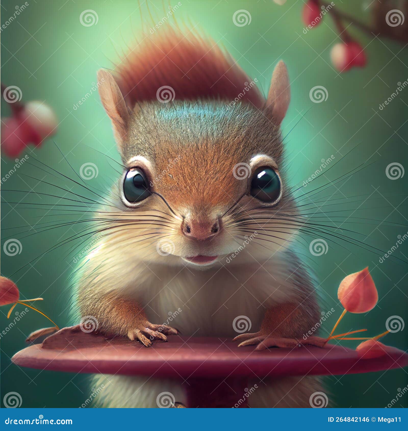 Generative AI: Cute Fantasy Squirrel Smiling Stock Illustration ...