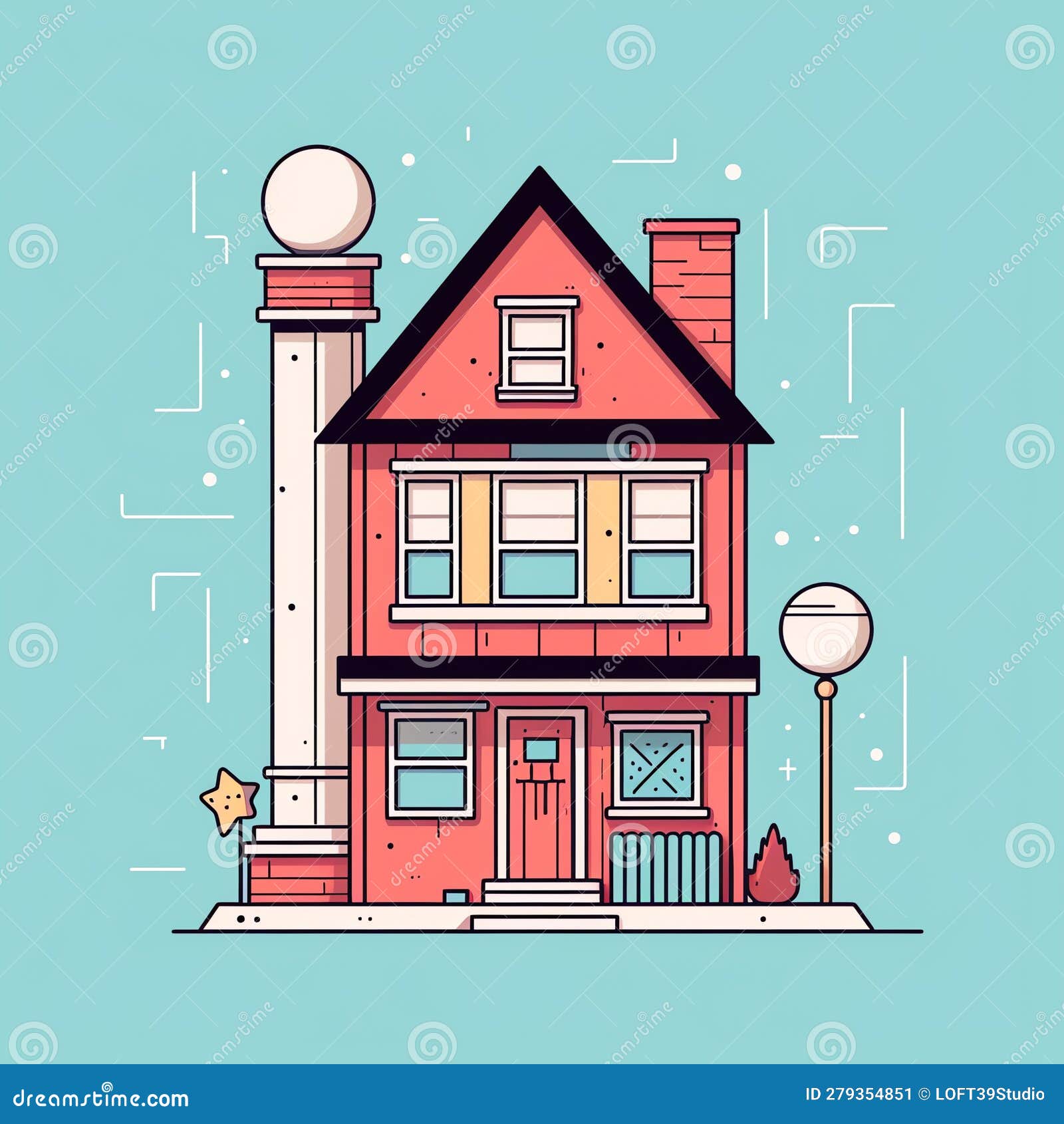 Generative AI Cute house- stock illustration. Illustration of building ...