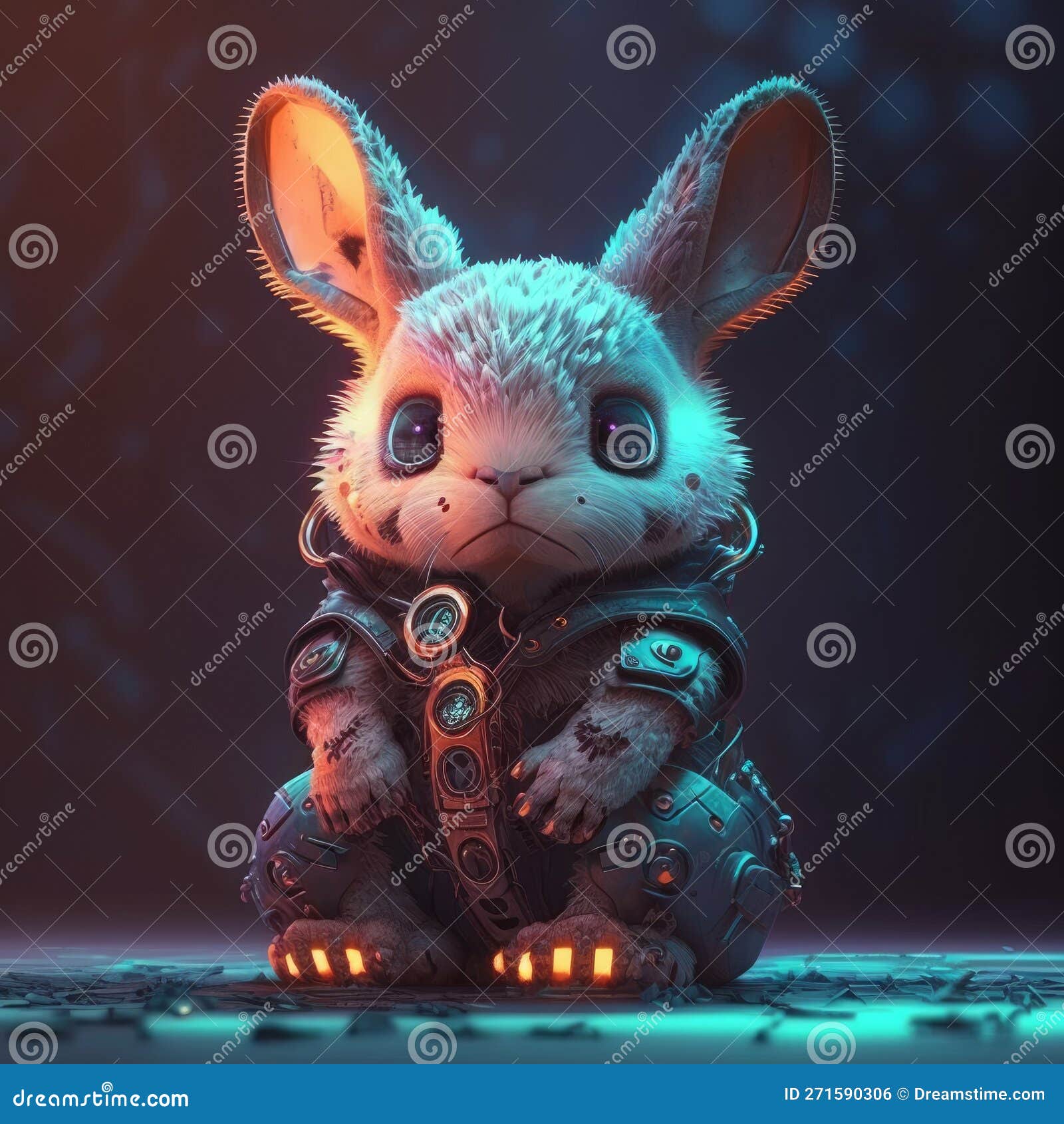 Generative AI of a Cute Little Rabbit Wearing a Suit of Steampunk Stock ...