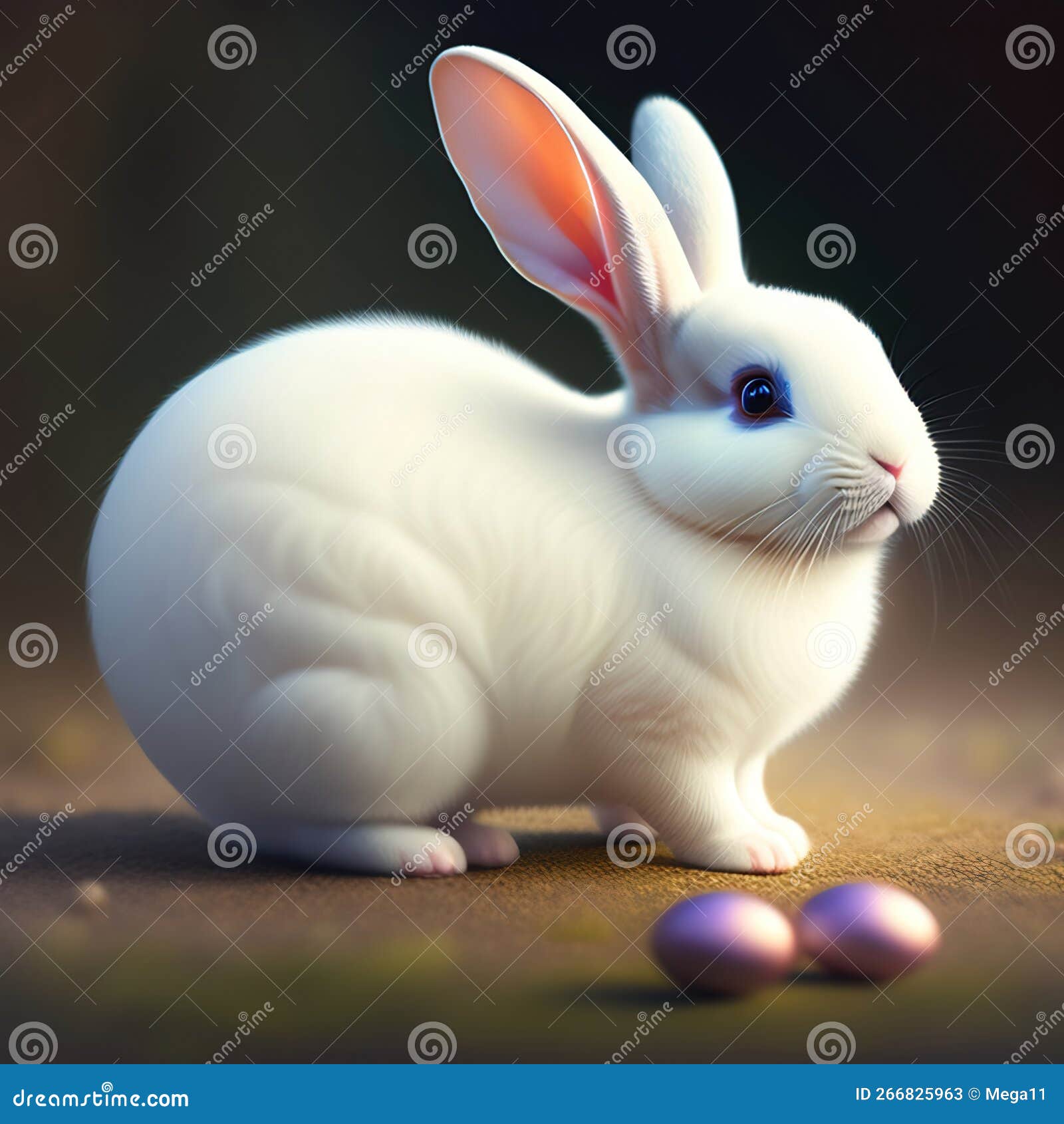 Generative Ai Cute Withe Bunny With Blurred Background Stock Illustration Illustration Of