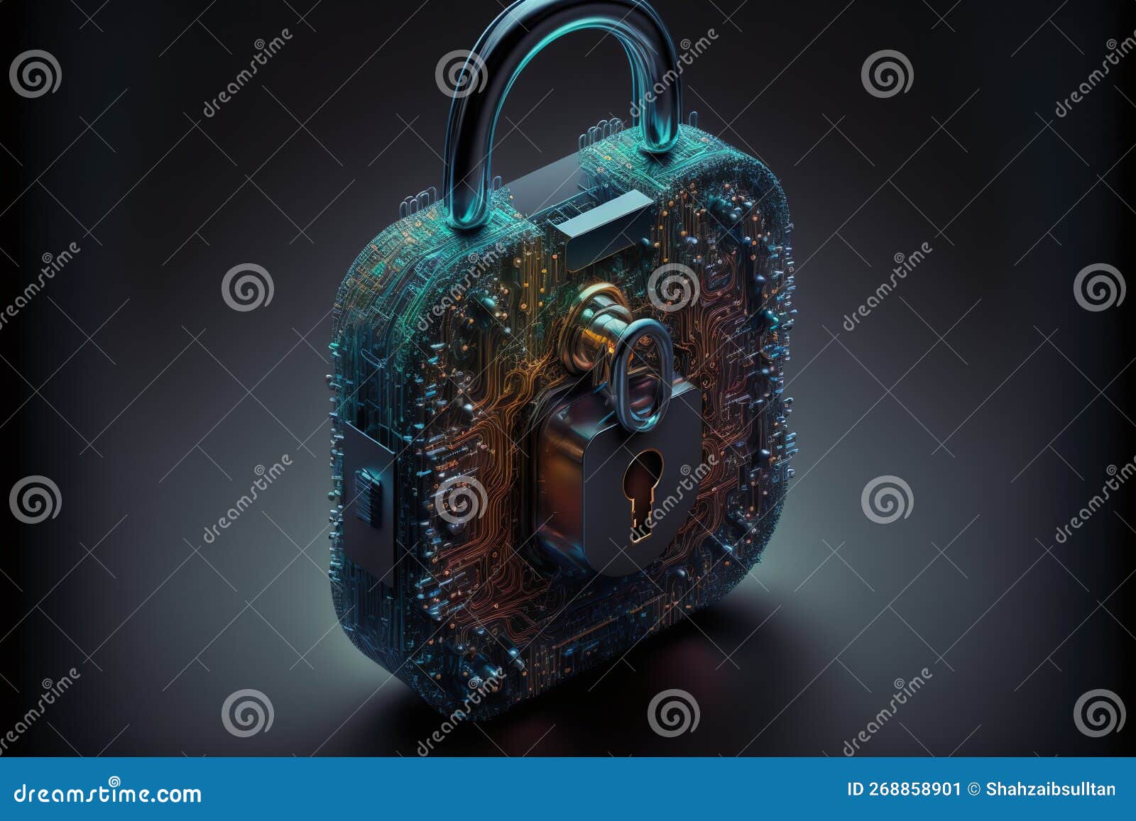 Cyber Security Network. Digital Padlock with Data Protection on ...