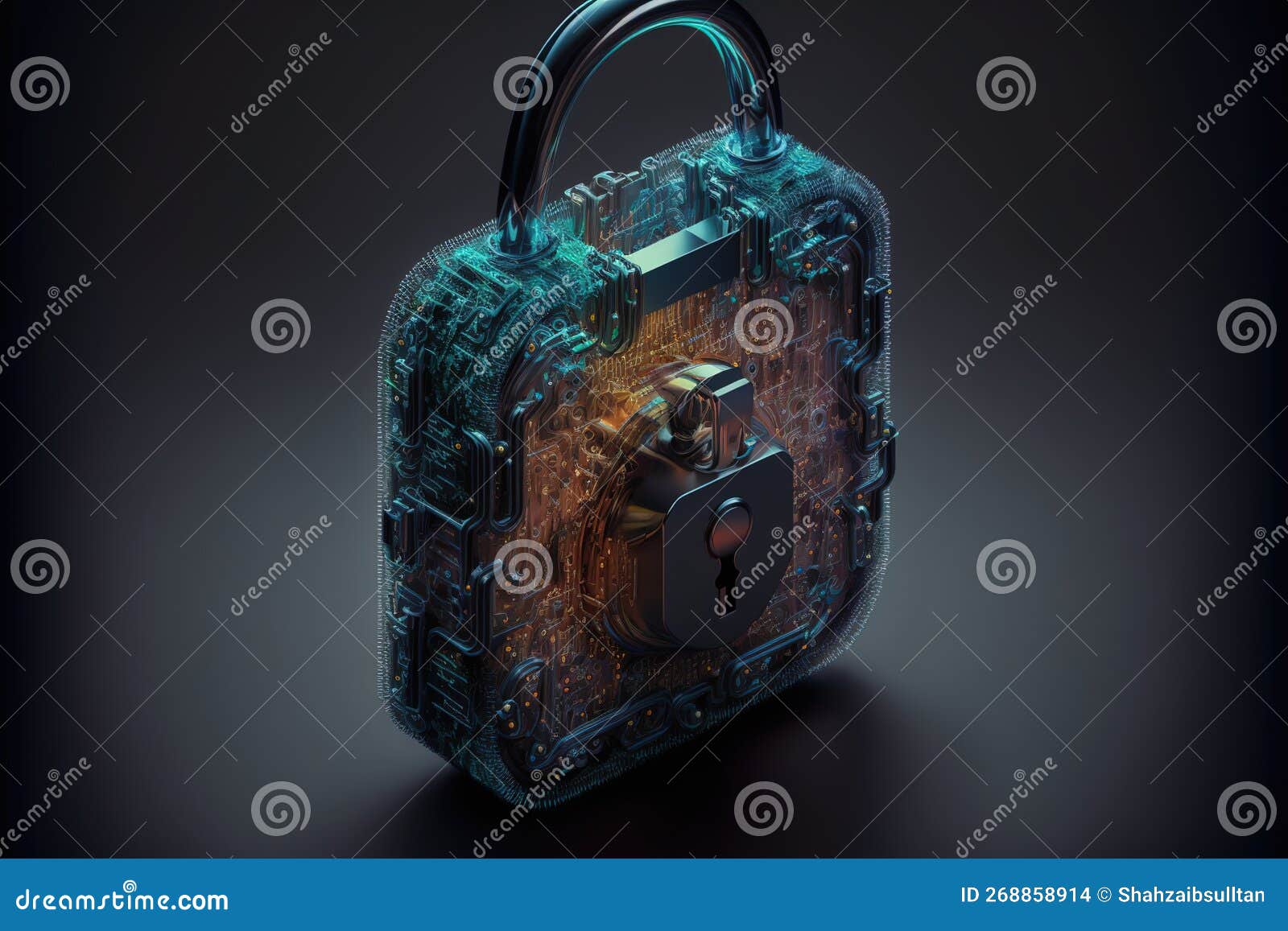 Cyber Security Network. Digital Padlock with Data Protection on ...