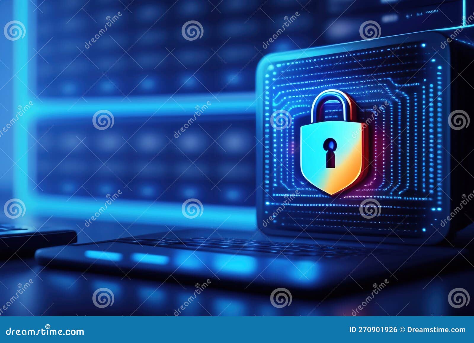 Cybersecurity Concept With A Glowing Shield Icon On A Digital Screen ... Cybersecurity Concept With A Glowing Shield Icon On A Digital Screen ...