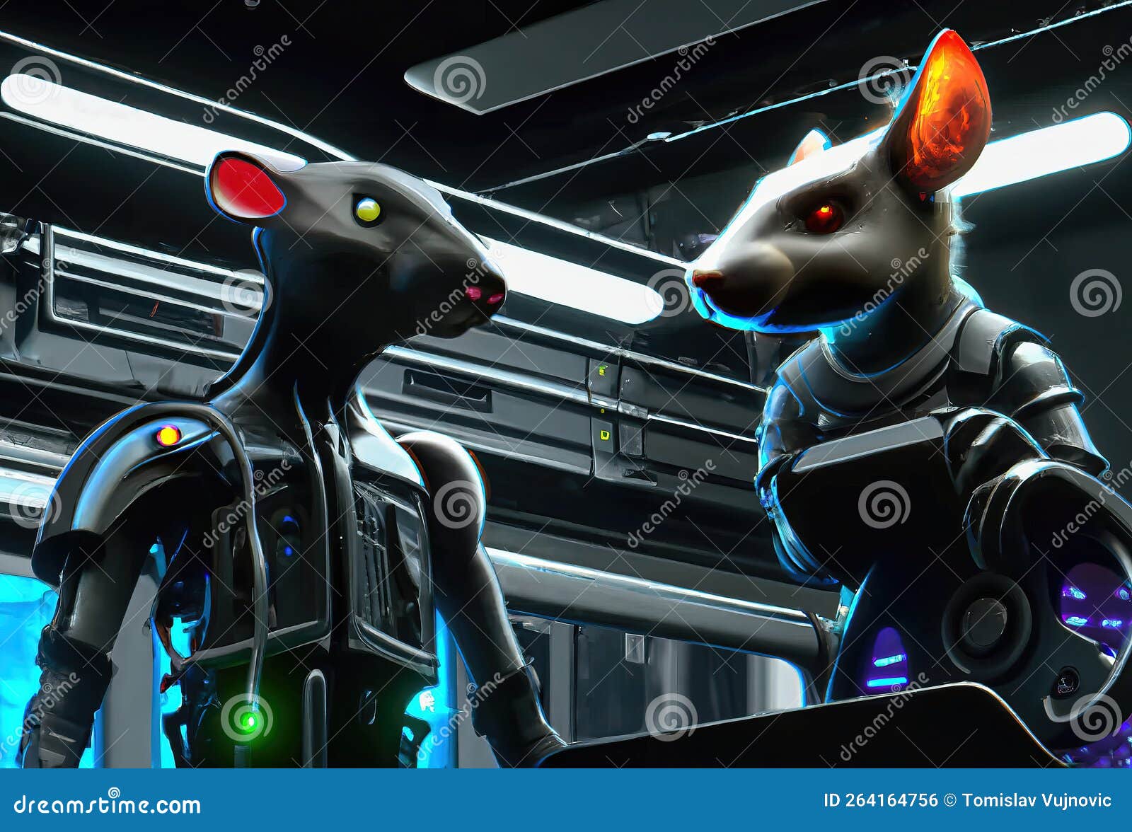 Generative AI of a Cyborg Mouse Rat Stock Illustration - Illustration ...