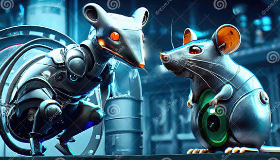 Generative AI of a Cyborg Mouse Rat Stock Illustration - Illustration ...