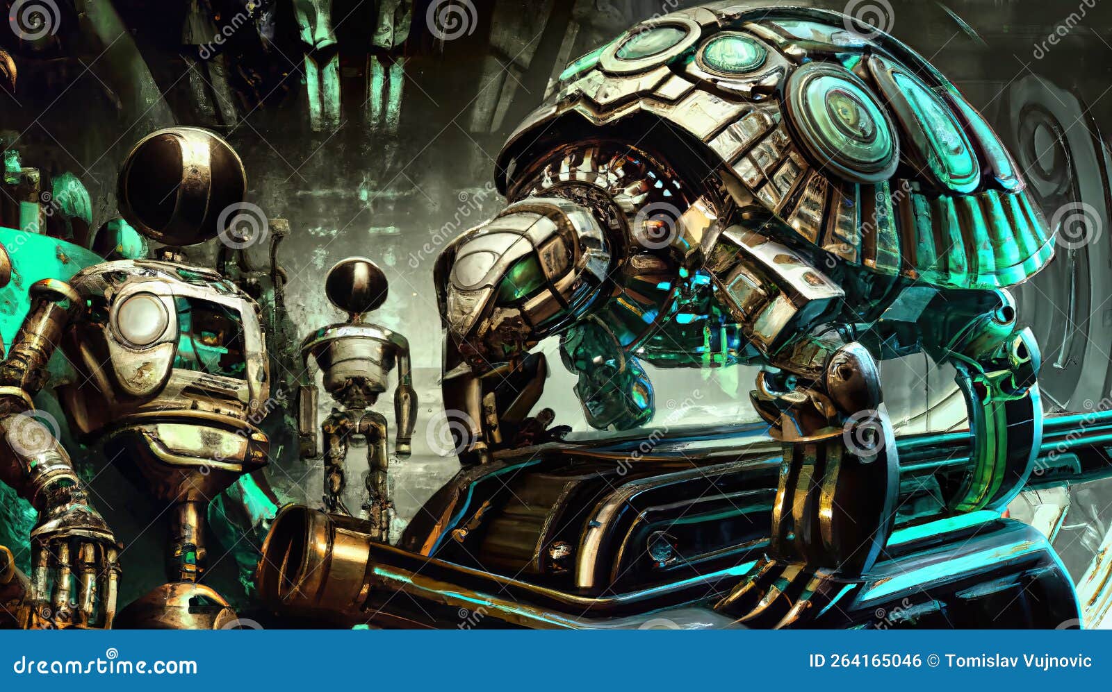 Generative AI of a Cyborg Turtle Tortoise Stock Illustration ...