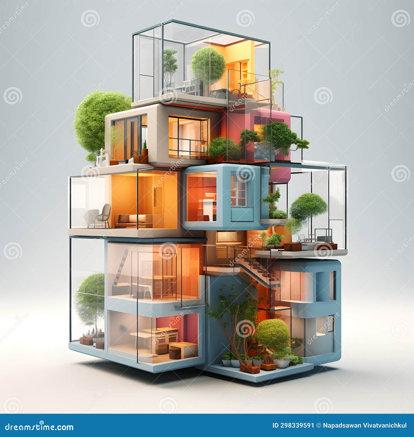 3d Illustration of an Abstract Cube House Isolated on a White ...