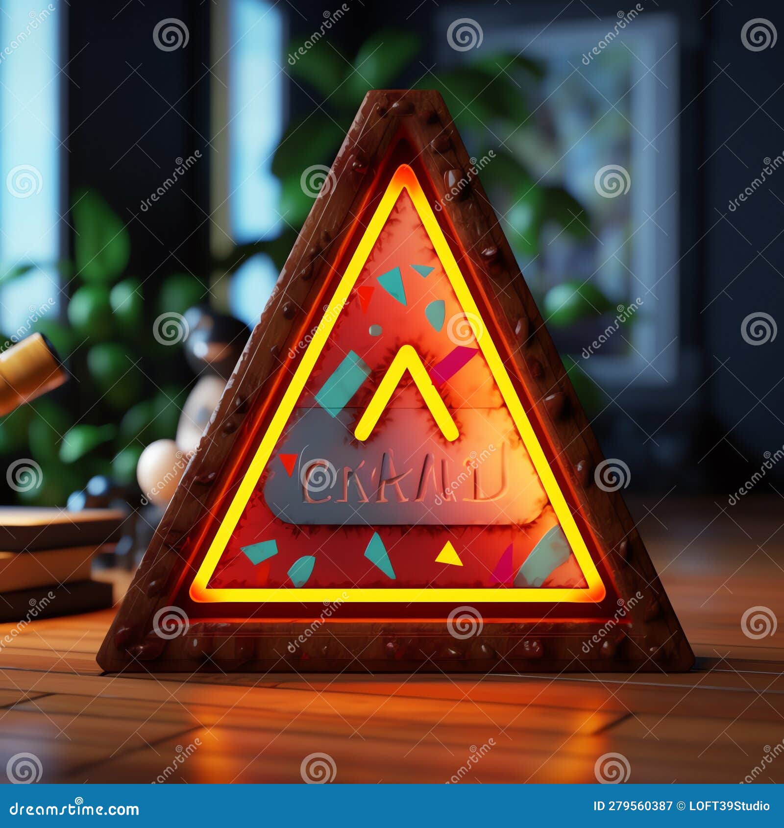 Generative AI 3D Realistic Yellow Triangle- Stock Illustration ...