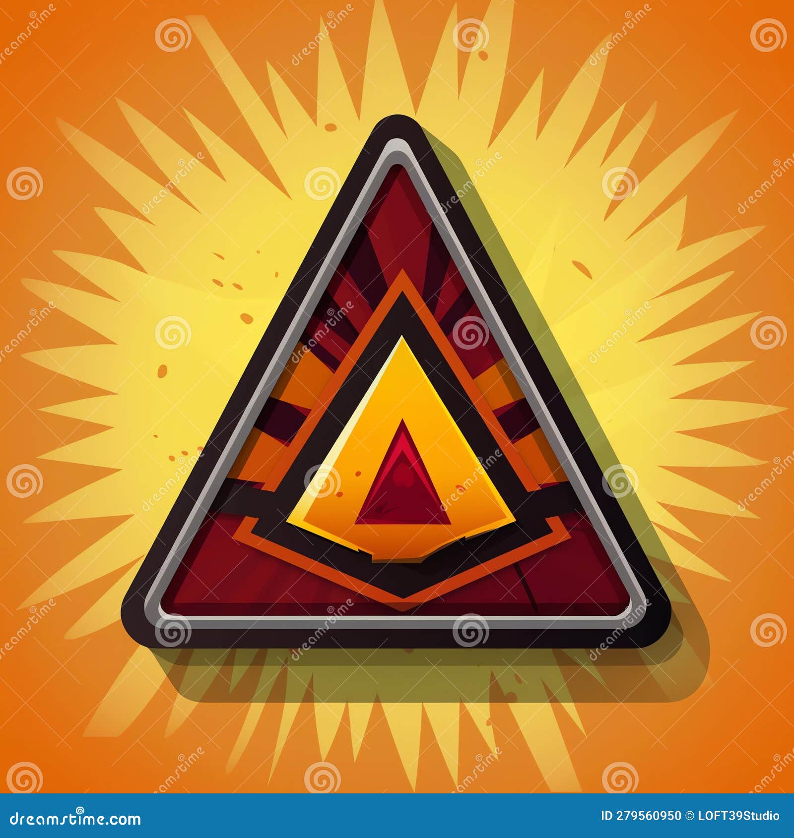 Generative AI 3D Realistic Yellow Triangle- Stock Illustration ...