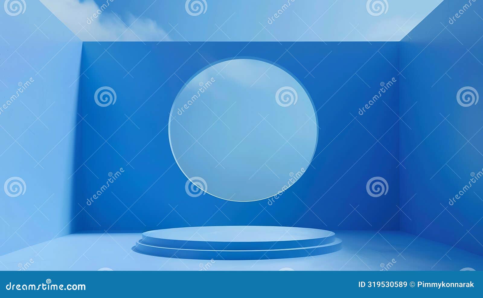 Generative AI 3d Render Abstract Background Blue with Blue Sky Inside ...