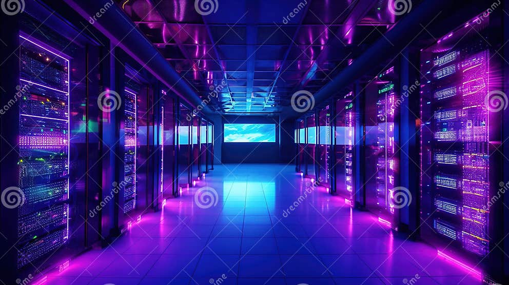 Generative AI, Data Center, Modern High Technology Server Room in ...