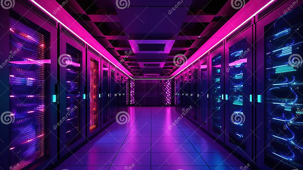 Generative AI, Data Center, Modern High Technology Server Room in ...
