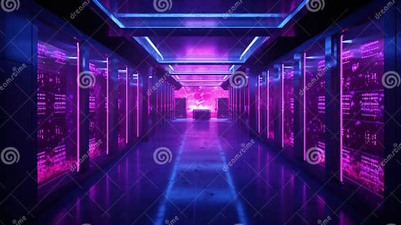 Generative AI, Data Center, Modern High Technology Server Room in ...
