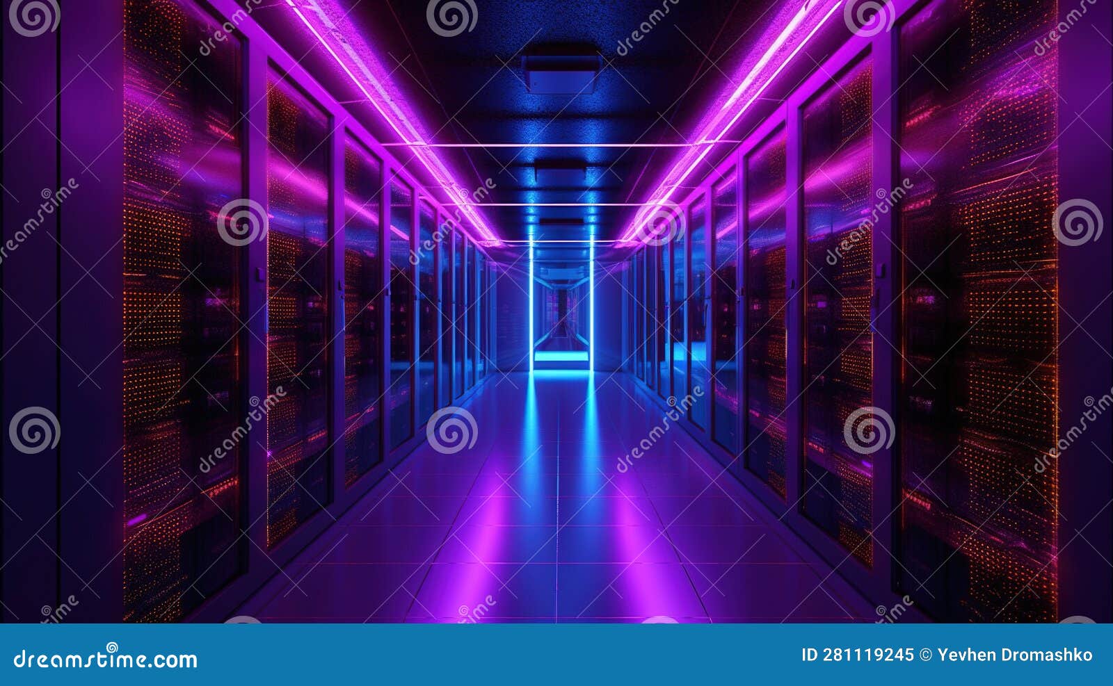 Generative AI, Data Center, Modern High Technology Server Room in ...