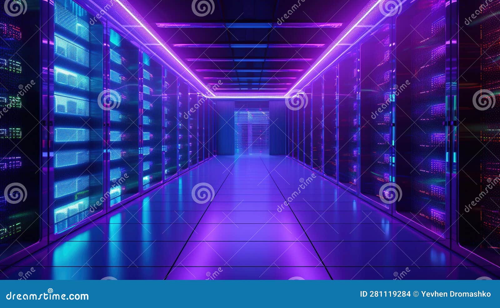 Generative AI, Data Center, Modern High Technology Server Room in ...