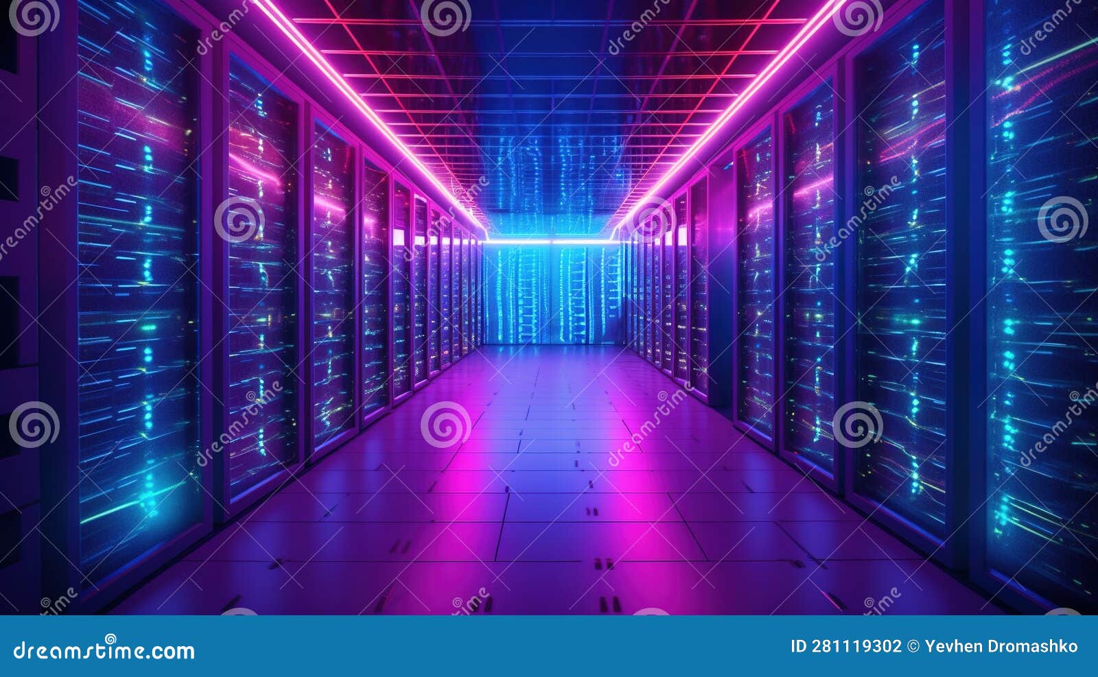 Generative AI, Data Center, Modern High Technology Server Room in ...