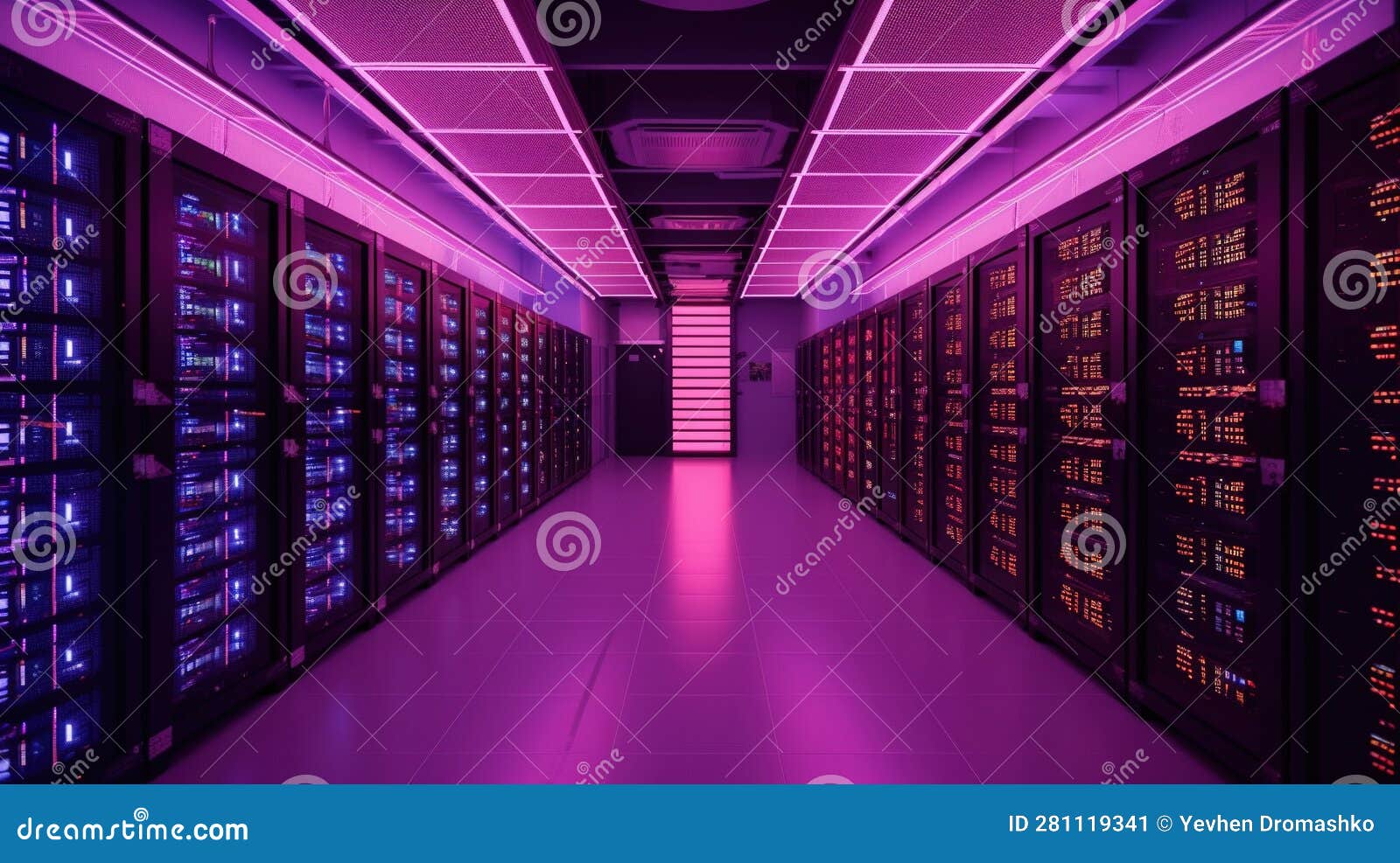 Generative AI, Data Center, Modern High Technology Server Room in ...