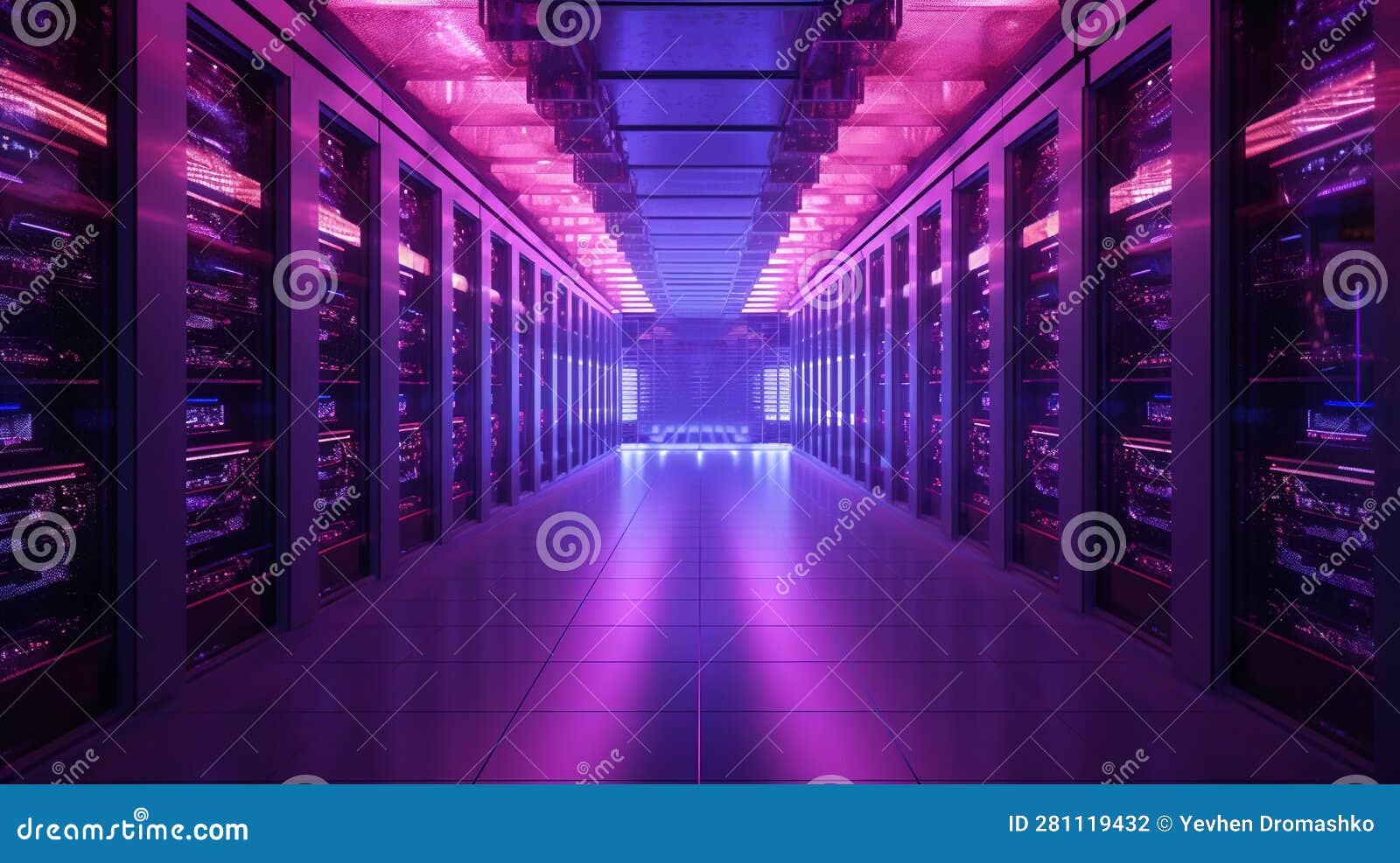 Generative AI, Data Center, Modern High Technology Server Room in ...
