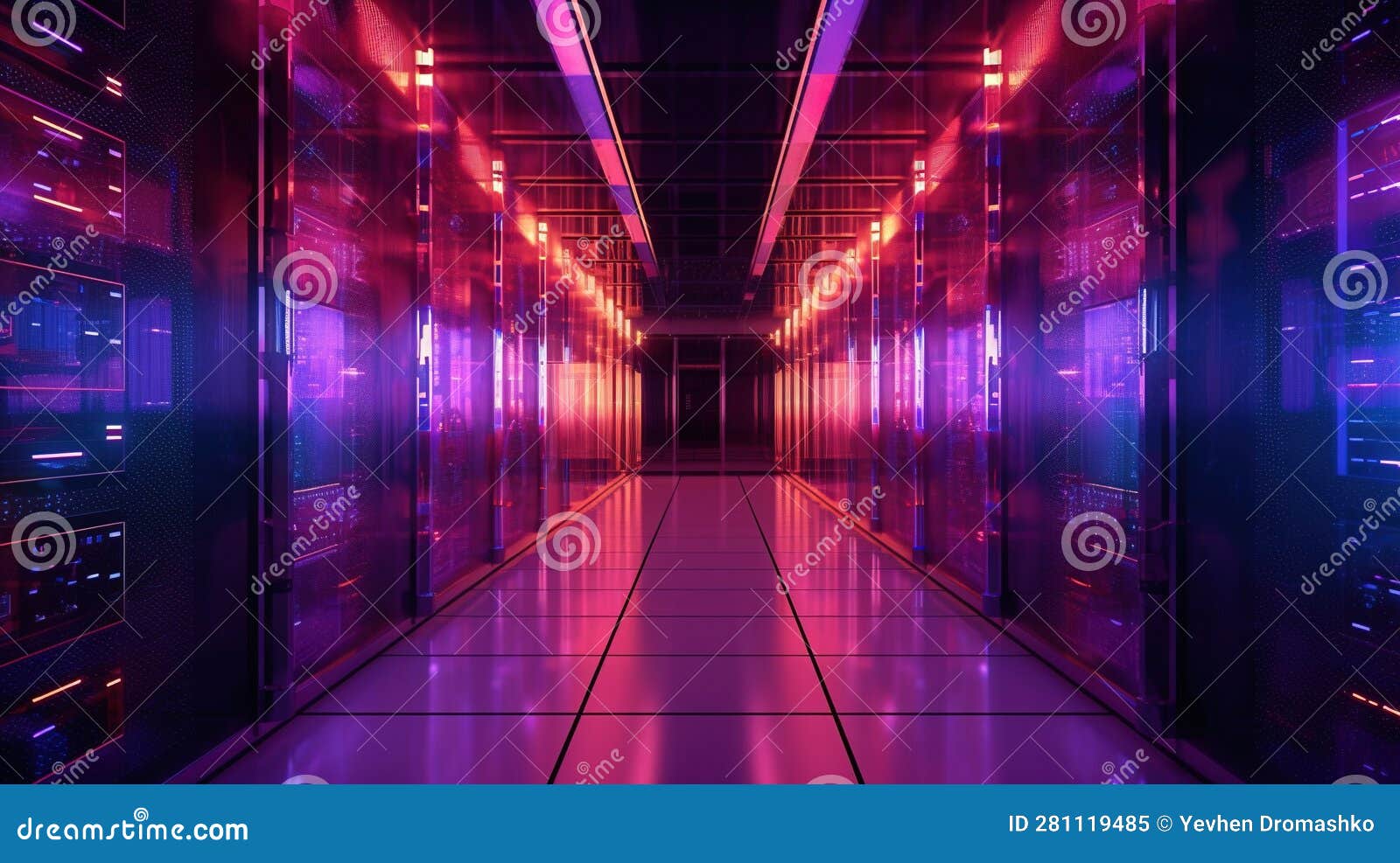 Generative AI, Data Center, Modern High Technology Server Room in ...