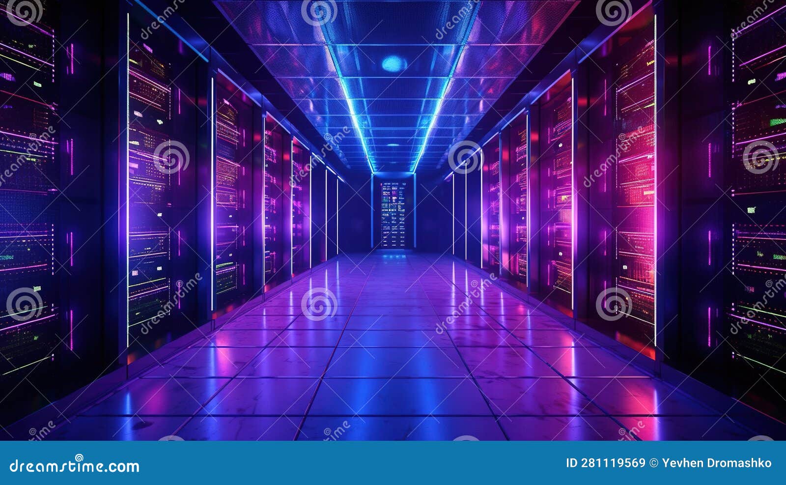 Generative AI, Data Center, Modern High Technology Server Room in ...