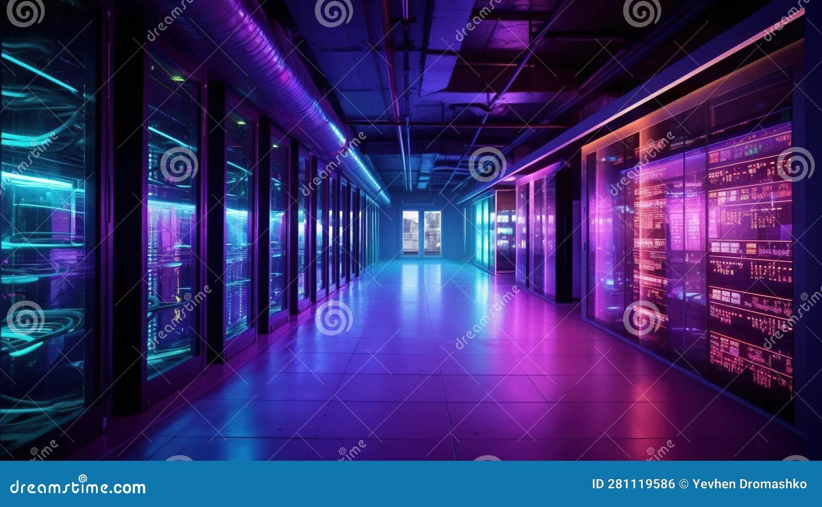 Generative AI, Data Center, Modern High Technology Server Room in ...