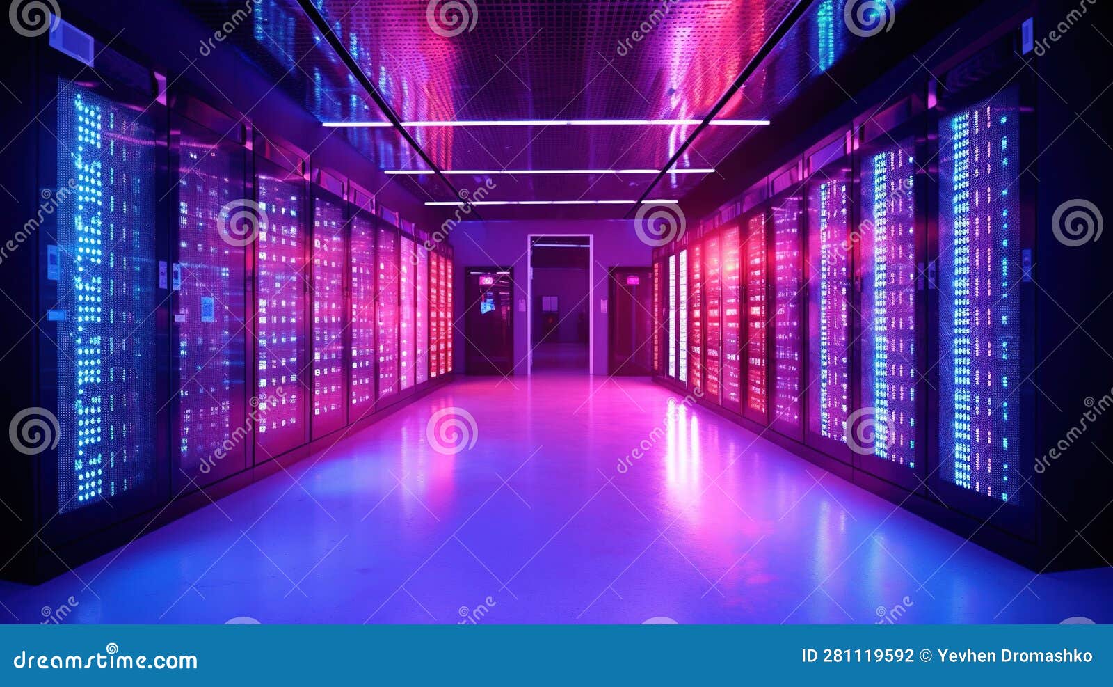 Generative AI, Data Center, Modern High Technology Server Room in ...