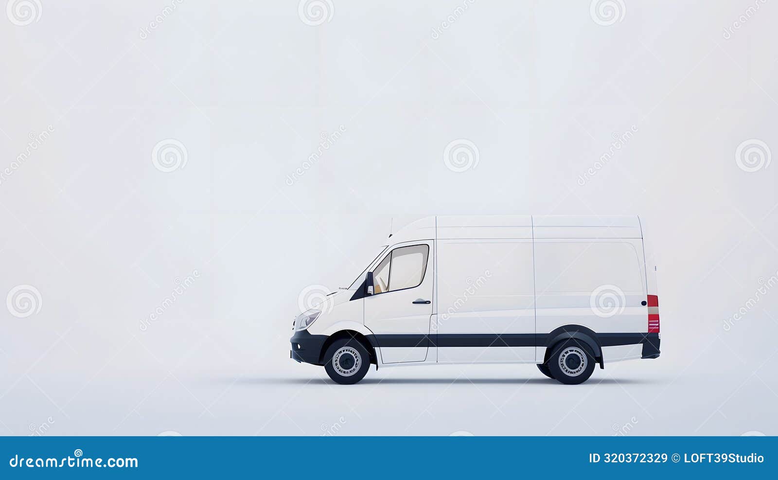 Generative AI Delivery Van Side View Isolated on a White Background ...