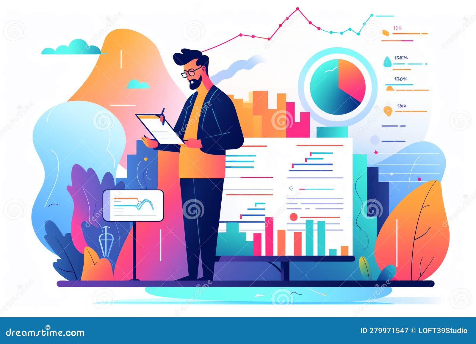 Generative AI Different Character Business Analyst- Stock Illustration ...