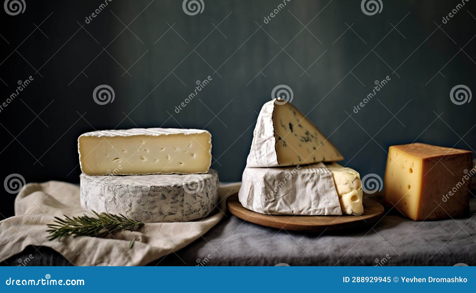 Generative AI, Different Types of Cheese on the Table, Aesthetic Muted ...